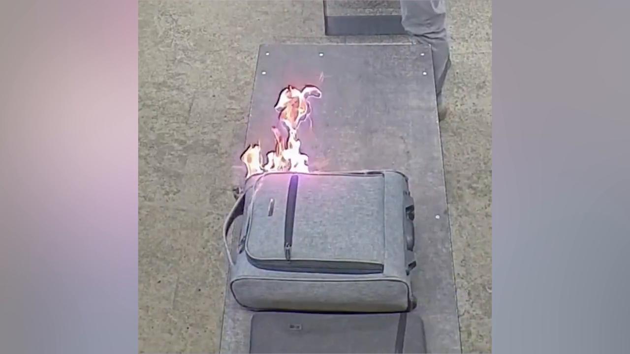 Suitcase bursts into flames when power bank explodes at airport security
