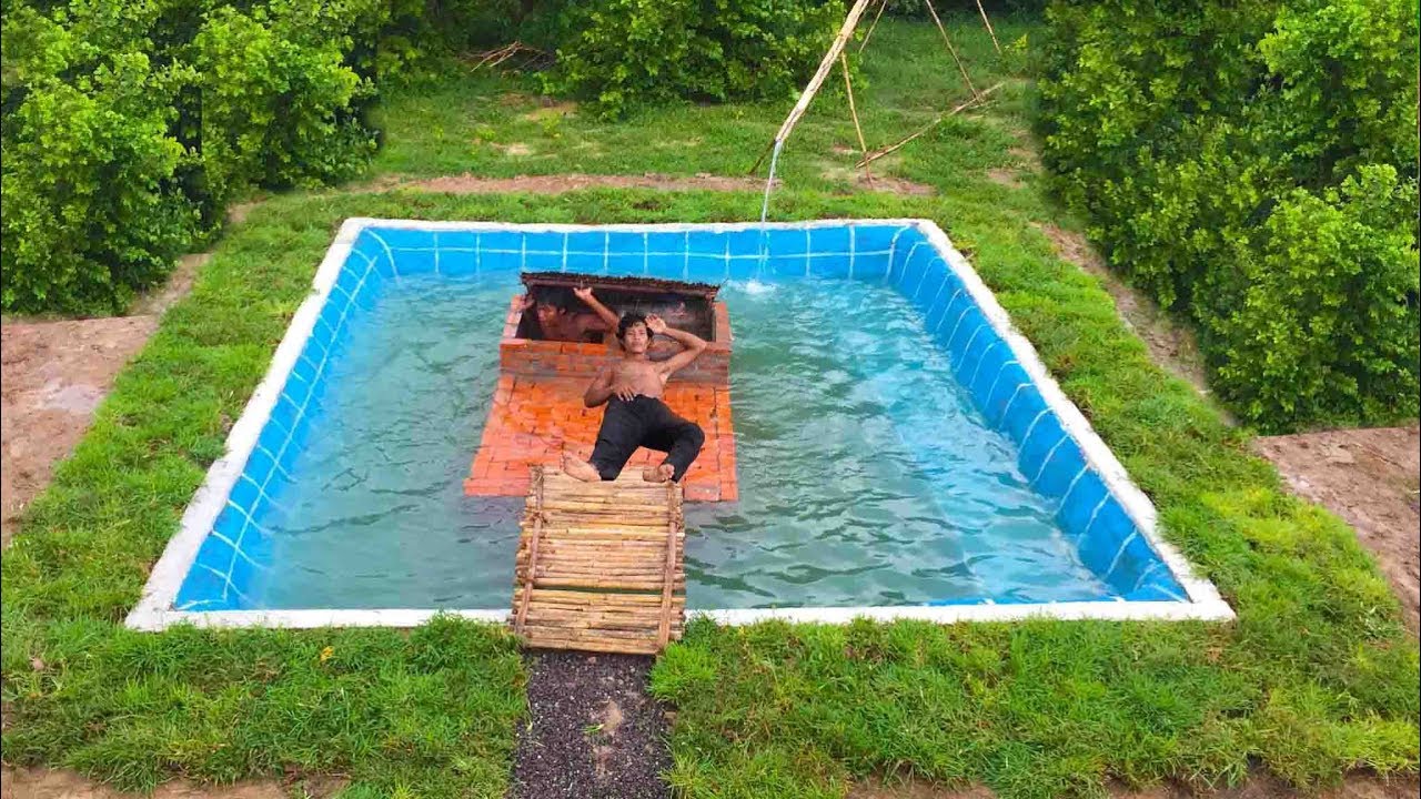 We built a secret underground house under a pool