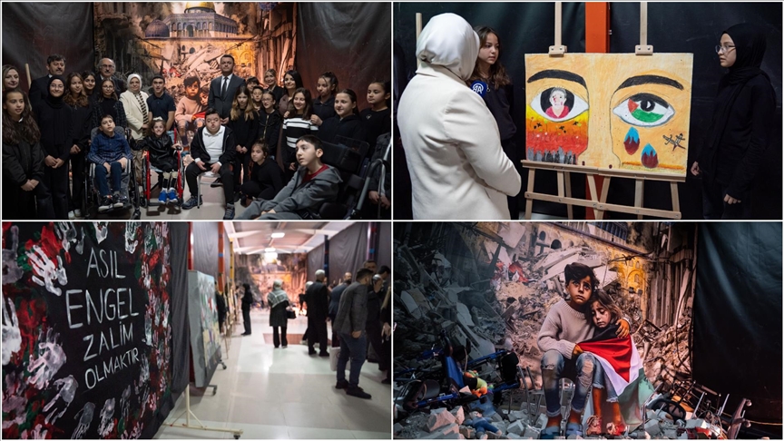 Başkentte özel eğitim öğrencilerinden Gazze'deki çocuklar anısına resim ...