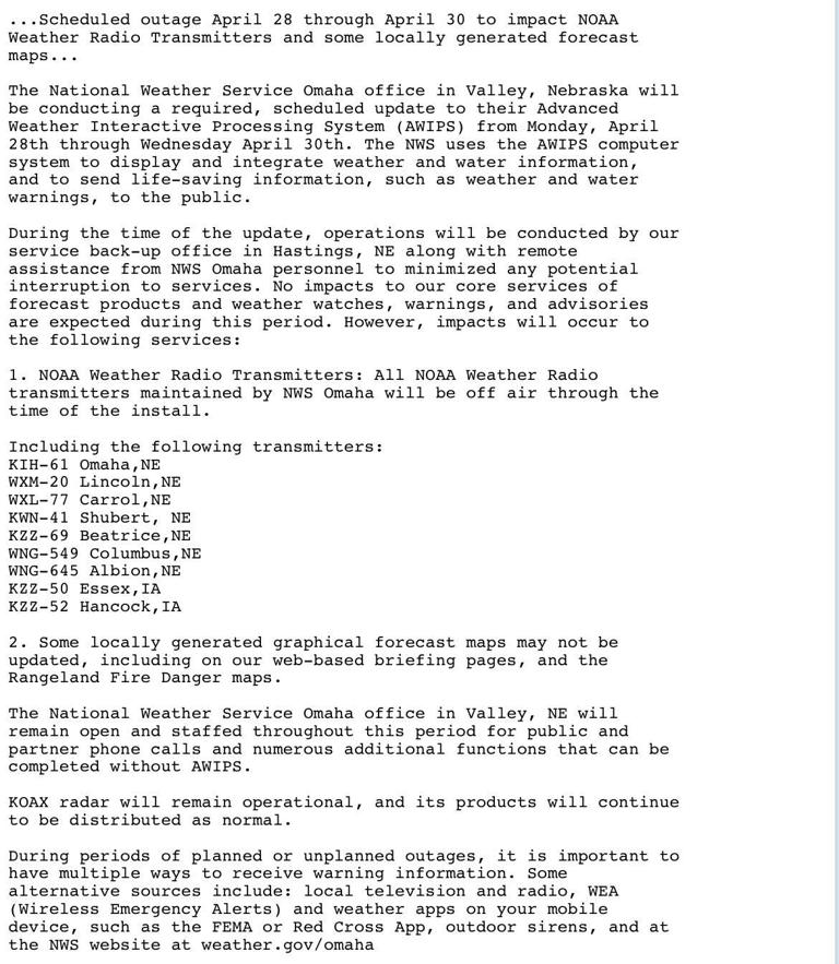 National Weather Service radio transmitters temporarily off the air