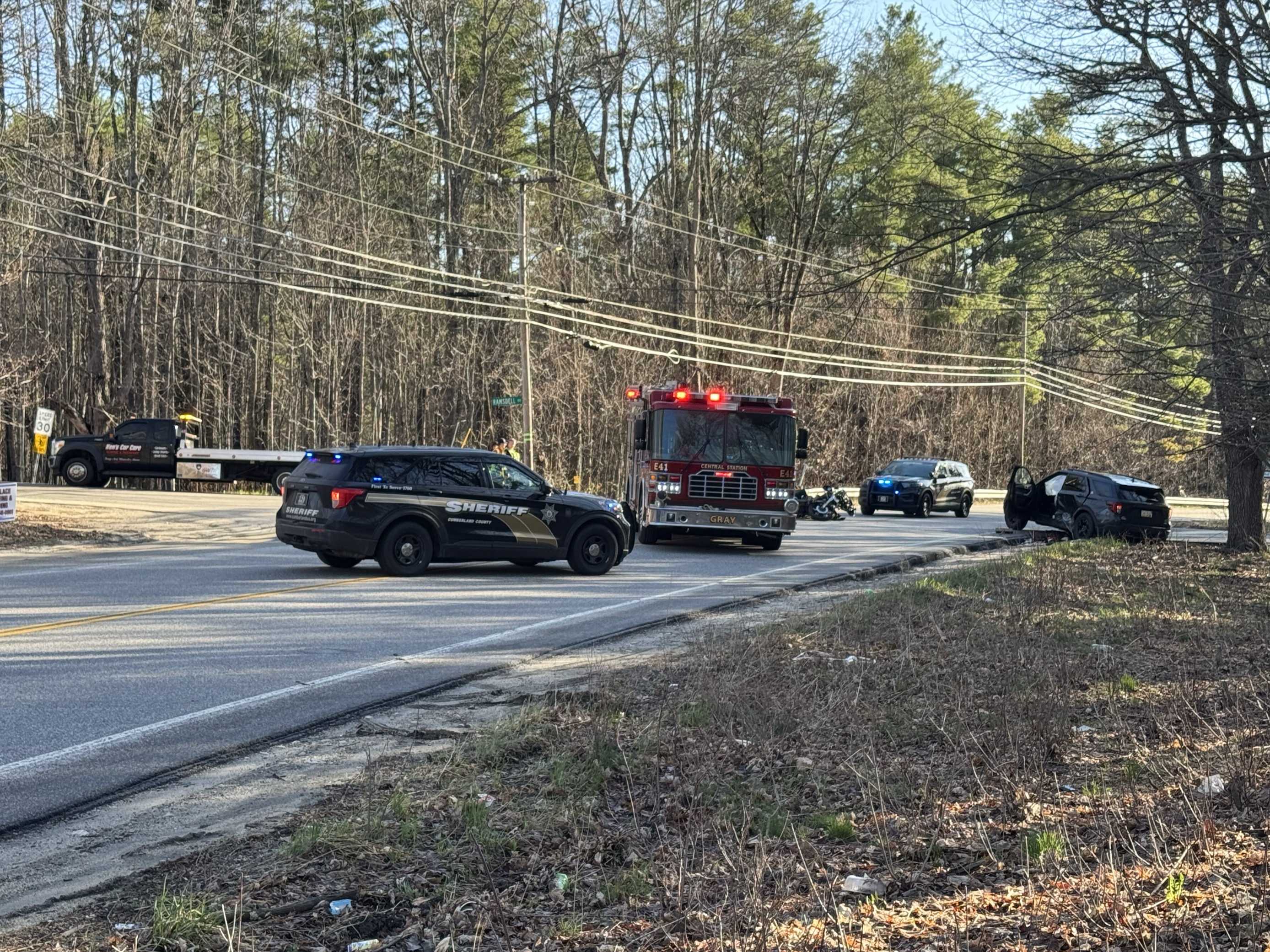 Crash involving motorcycle closed busy intersection in Gray