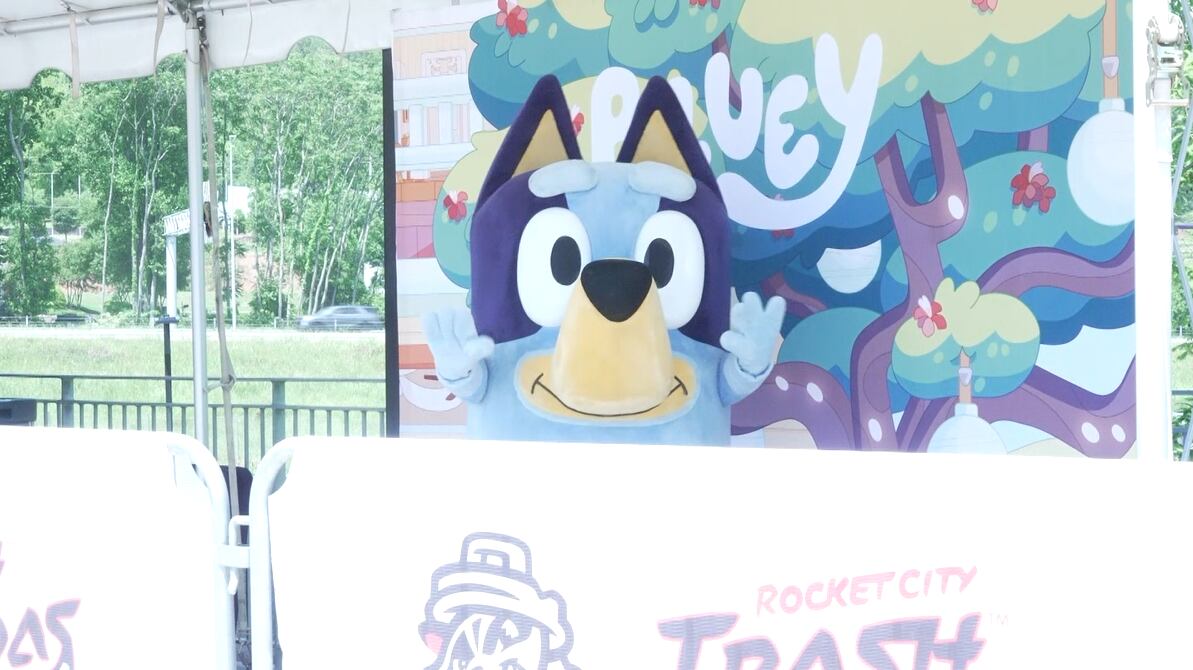 Bluey visits the Rocket City Trash Pandas