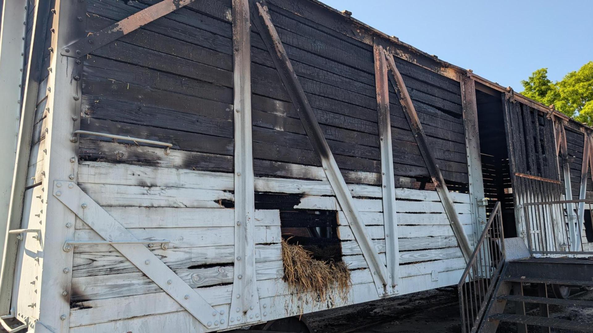 Train Car Fire Damage at Huntsville Depot Museum