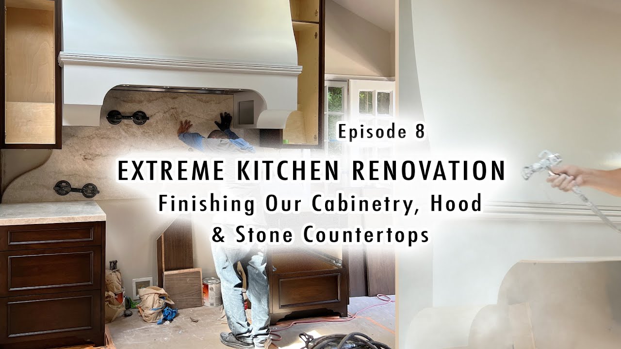 Finishing cabinets and stone countertops in kitchen renovation