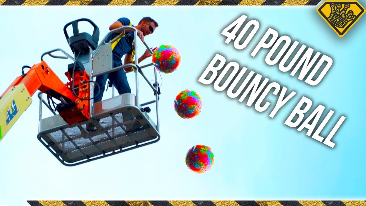 Witness the chaotic impact of a massive 40 lb bouncy ball taking flight