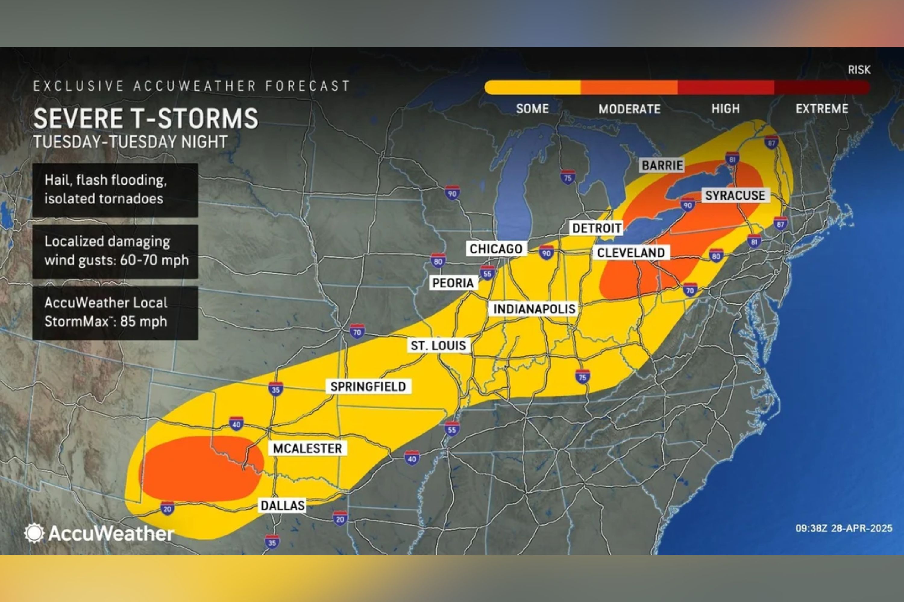 Maps Show States Facing Severe Thunderstorm, Tornado Risk This Week