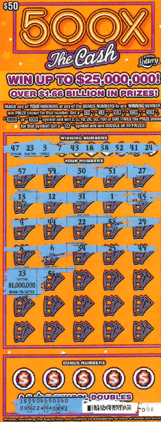 Another local 500X The Cash winner is revealed and another Publix sold ...