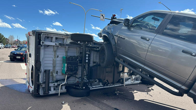 Rollover crash causing traffic impacts in Colorado Springs