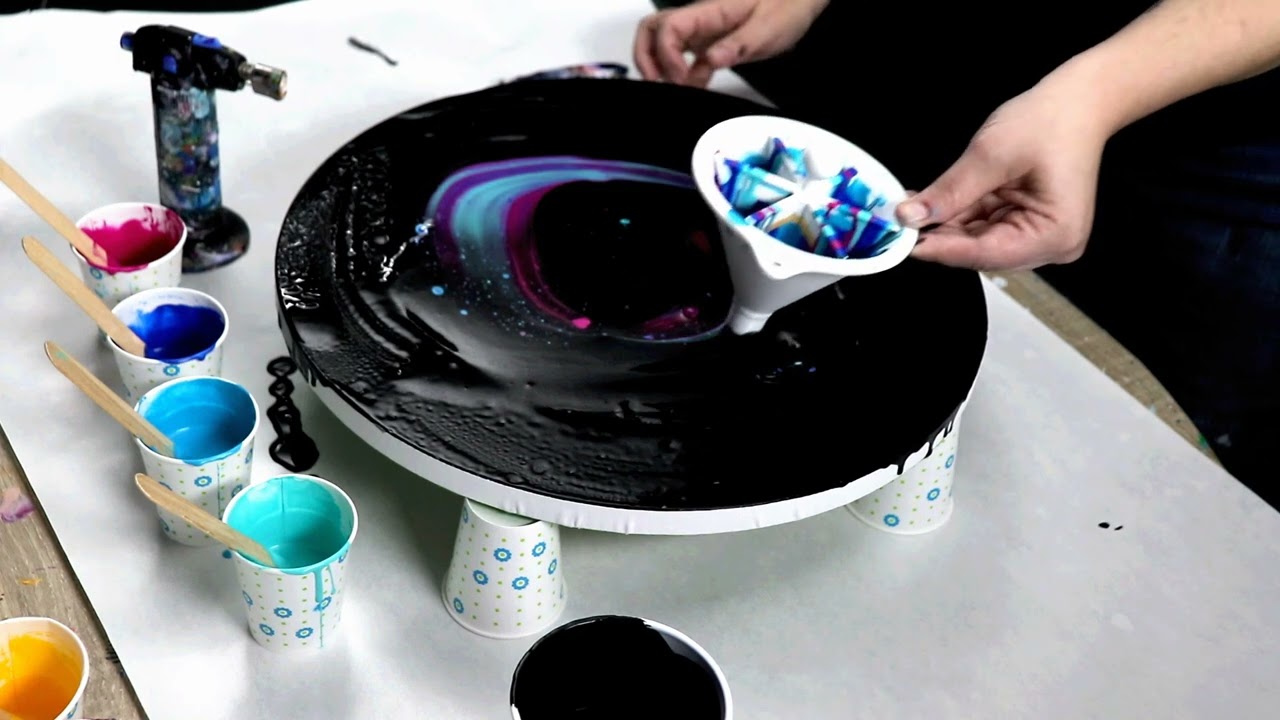 Galaxy Funnel Open Cup Pour — Mesmerizing Acrylic Pouring Technique