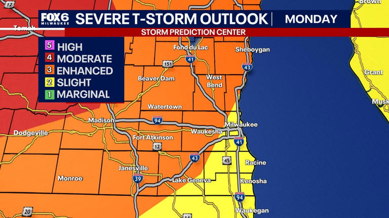 Wisconsin severe weather threat Monday; hail, wind, tornadoes all possible