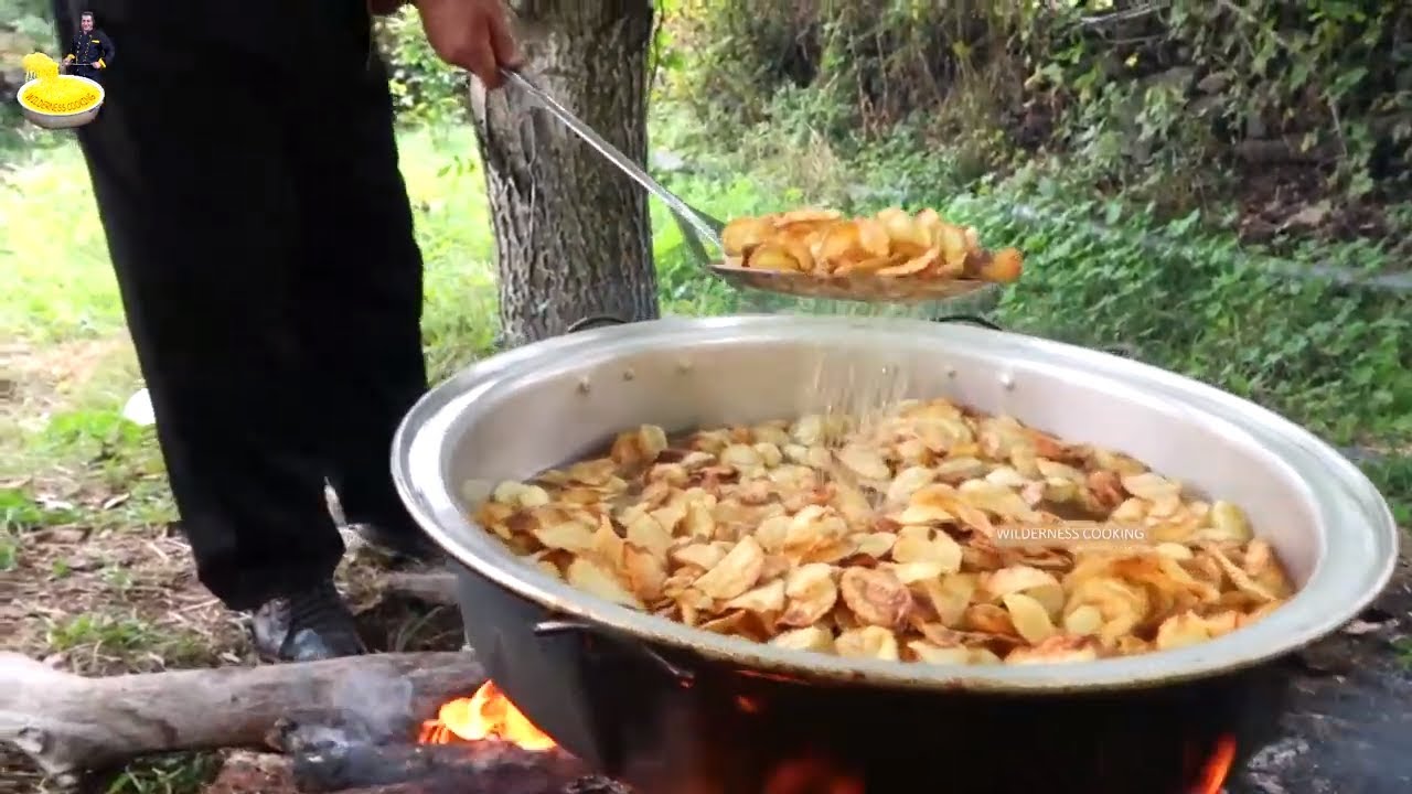 Crispy roasted sweet potato chips | Wilderness cooking style