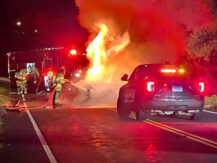1 hospitalized after car fire on Chamberlain Highway in Berlin