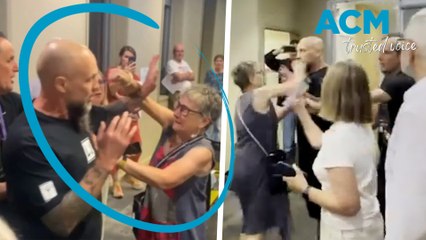 Far right disruptor punched in face by political meeting attendees in ...