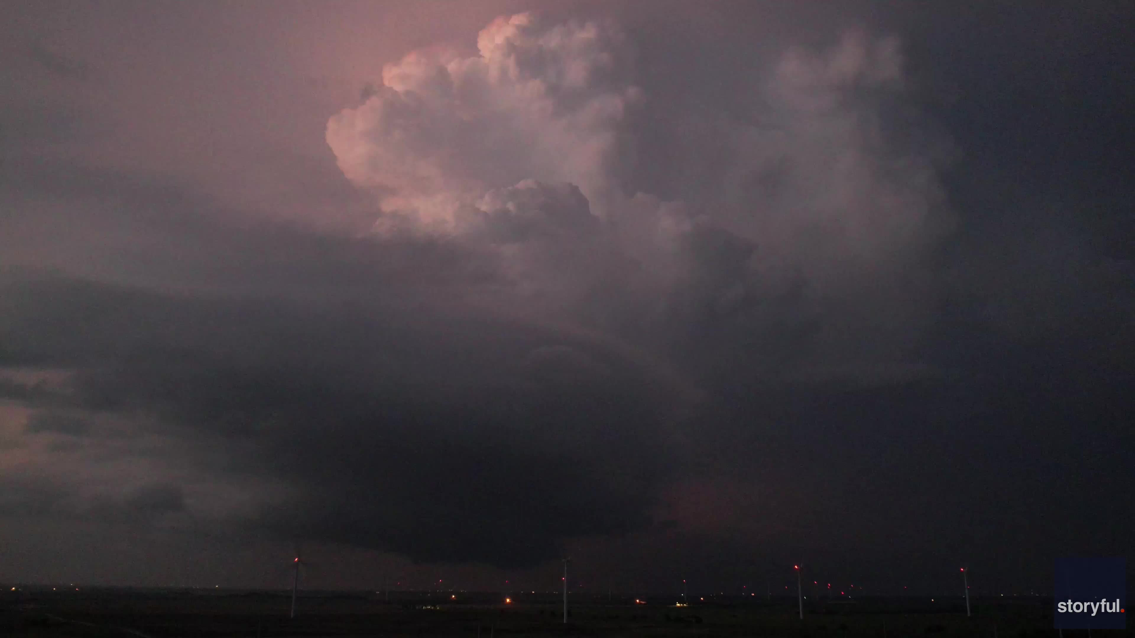 Timelapse Footage Captures Supercell, Lightning Looming Over Oklahoma Town