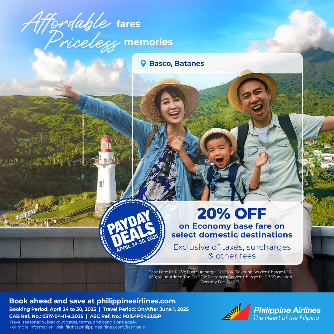 PAL offers 20% off on economy base fares on select domestic flights