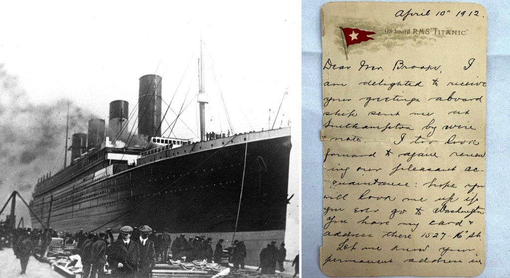Letter written on board the Titanic before it sank sells for £300,000