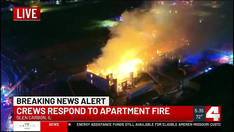 Crews battle fire at apartment complex construction in Glen Carbon