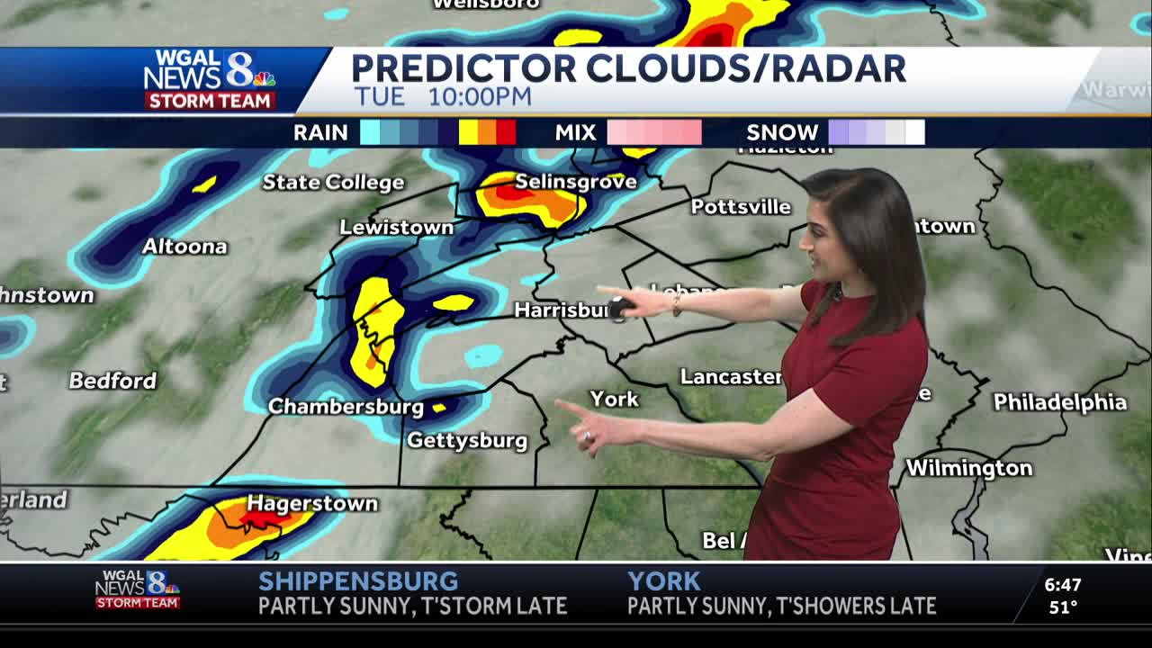Warm today, storms possible tonight in south-central Pennsylvania