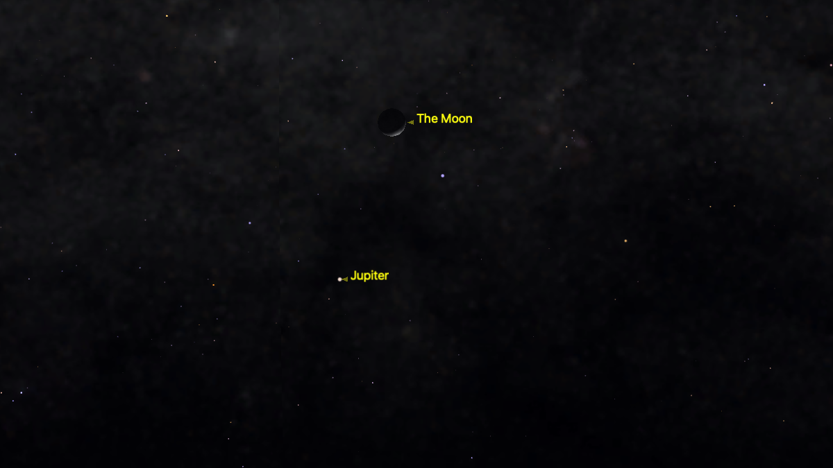 See a wafer-thin crescent moon leapfrog Jupiter this week