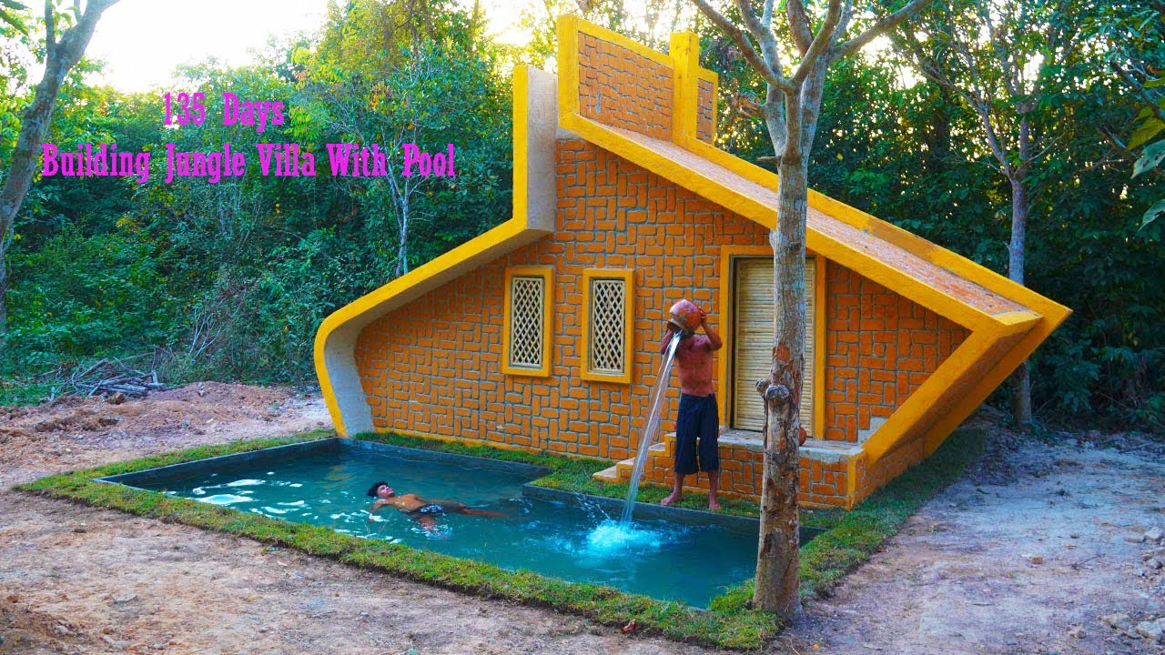 135 Days Building a Luxury Mud Villa with Swimming Pool & Kitchen!