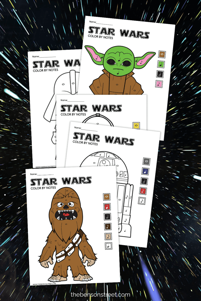 Free Printable Star Wars Color by Note Pages