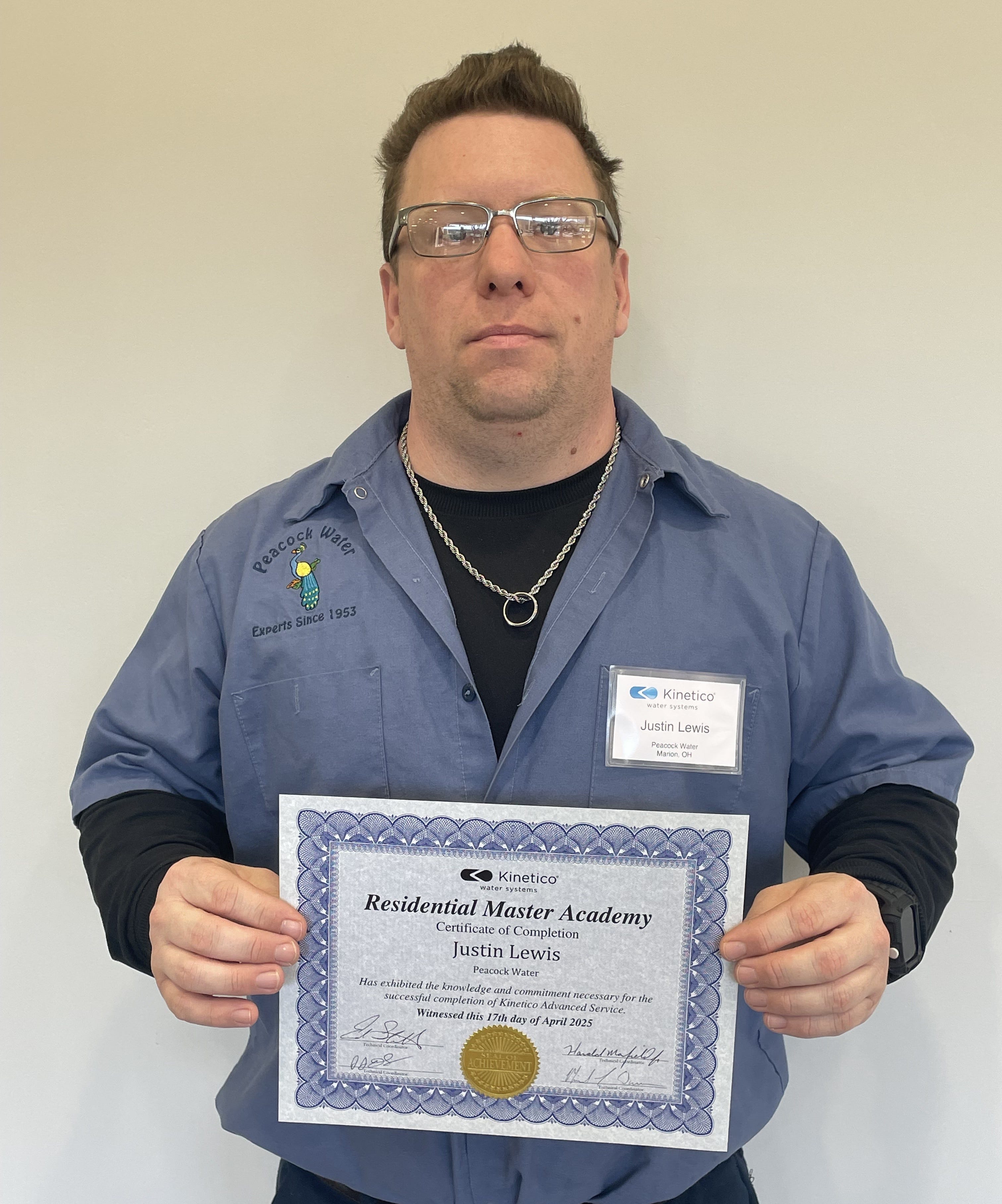 Justin Lewis completes advanced training at Kinetico’s Service Academy