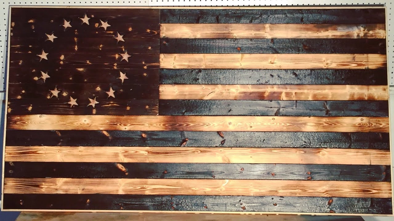 How to make a burned wood American flag