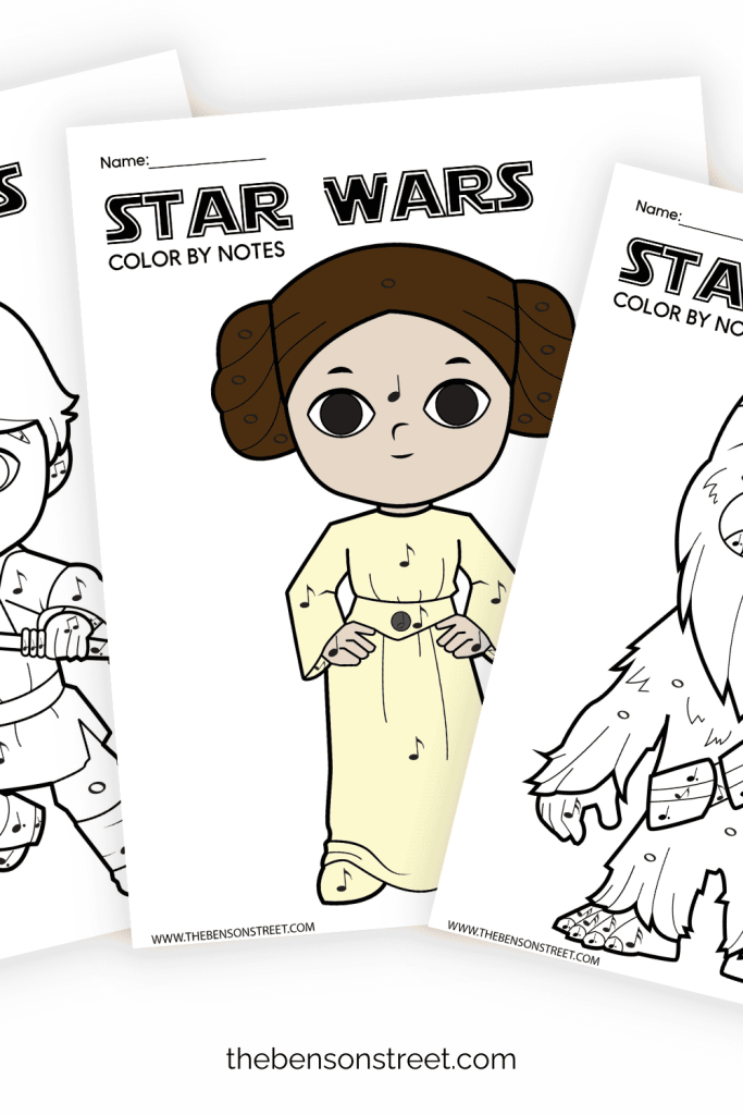 Free Printable Star Wars Color by Note Pages