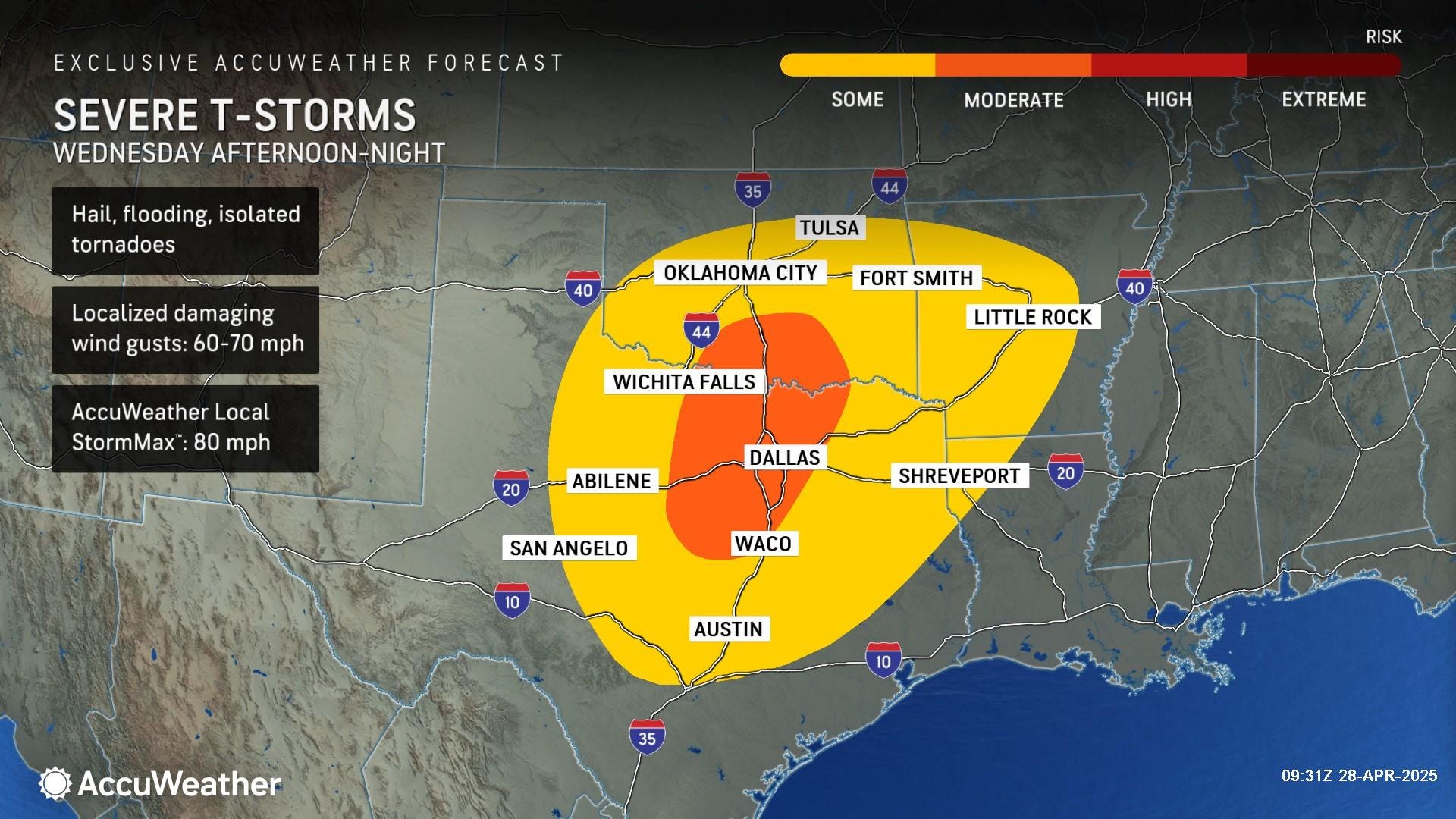 Severe thunderstorms threaten 75-mph winds, flash flooding in North ...