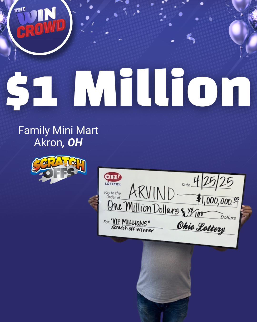 $1 million Ohio Lottery scratch-off winner sold in Akron