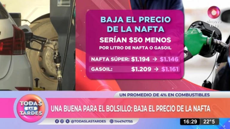 Baja el precio de la nafta