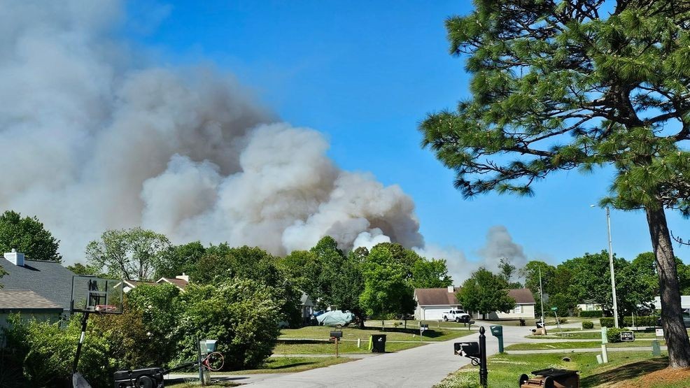 Onslow County fire crews on scene of large woods fire in Hubert area