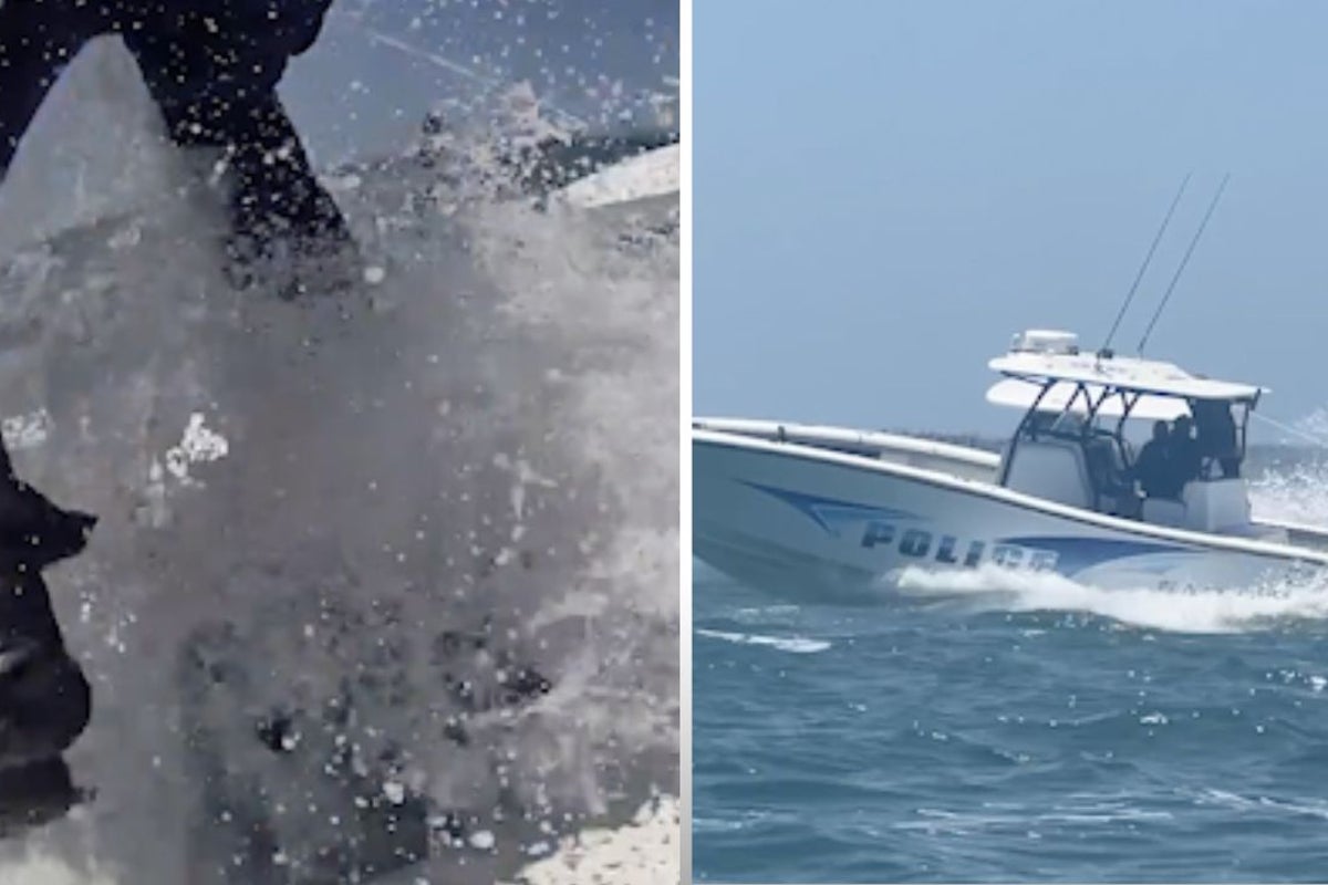 Watch: Cop leaps on to runaway boat after owner is thrown overboard