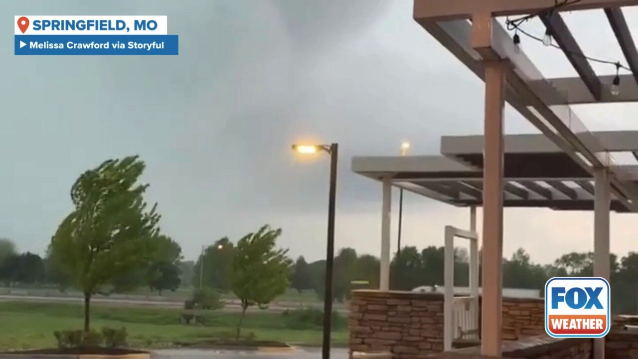 Intense wind, rain and storm clouds roll through Springfield, Missouri
