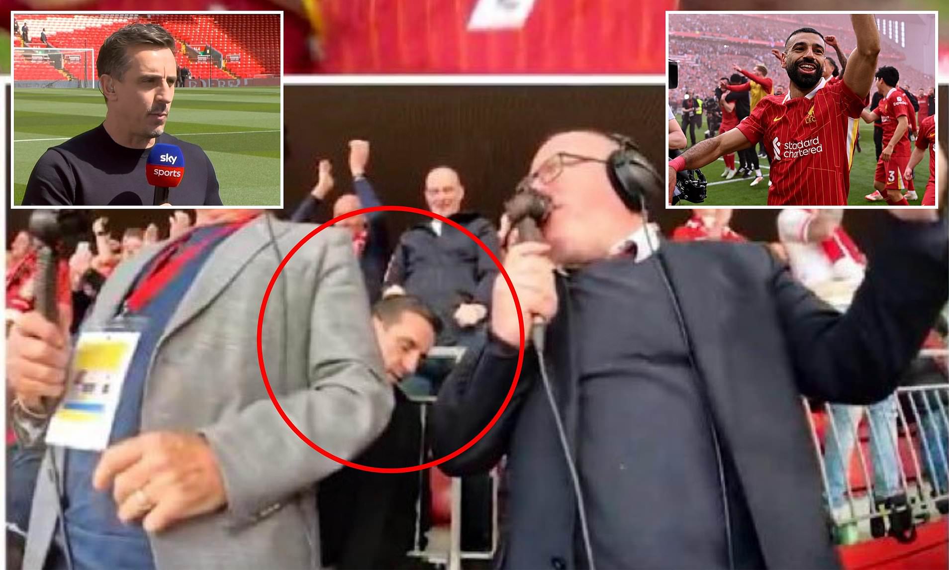 Eagle-eyed fans spot Gary Neville making a swift exit from Anfield ...