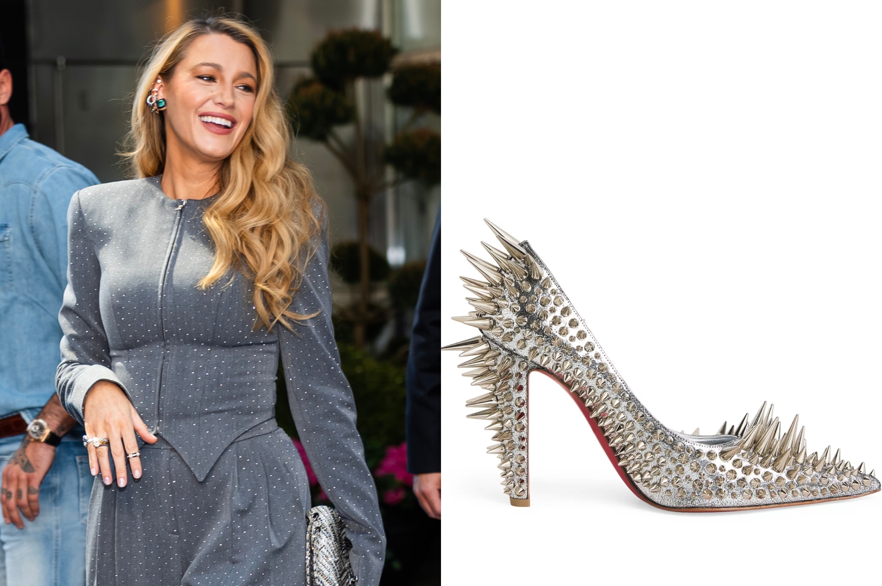 Blake Lively Dares to Wear Christian Louboutin's Spiky Estepic Silver ...