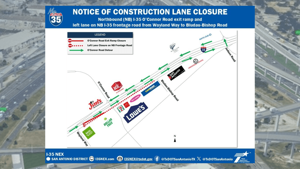LONG-TERM CLOSURE: Northbound I-35 exit ramp to O'Connor Road
