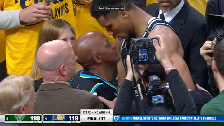 NBA Fans Were So Confused After Giannis Got Face-to-Face With Tyrese Haliburton’s Dad