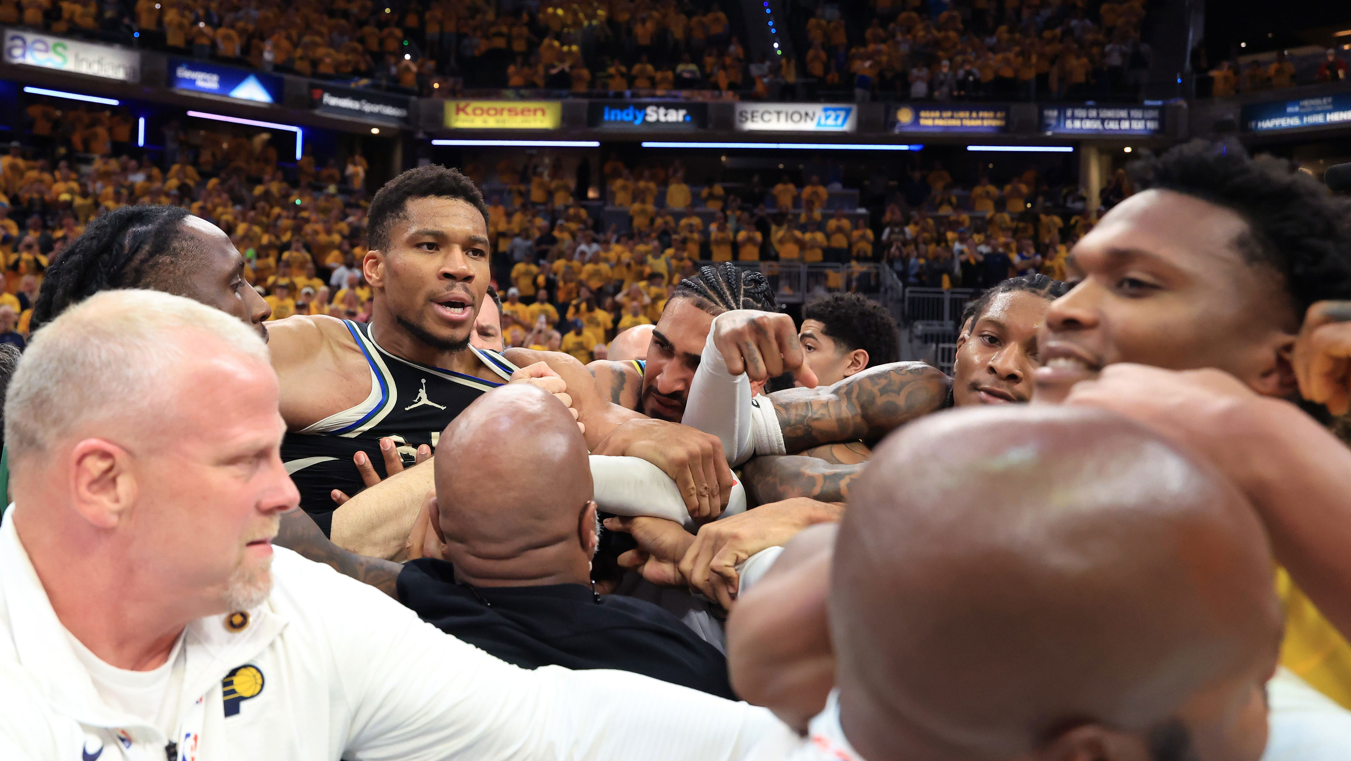 Giannis Antetokounmpo explains heated incident with Tyrese Haliburton's dad