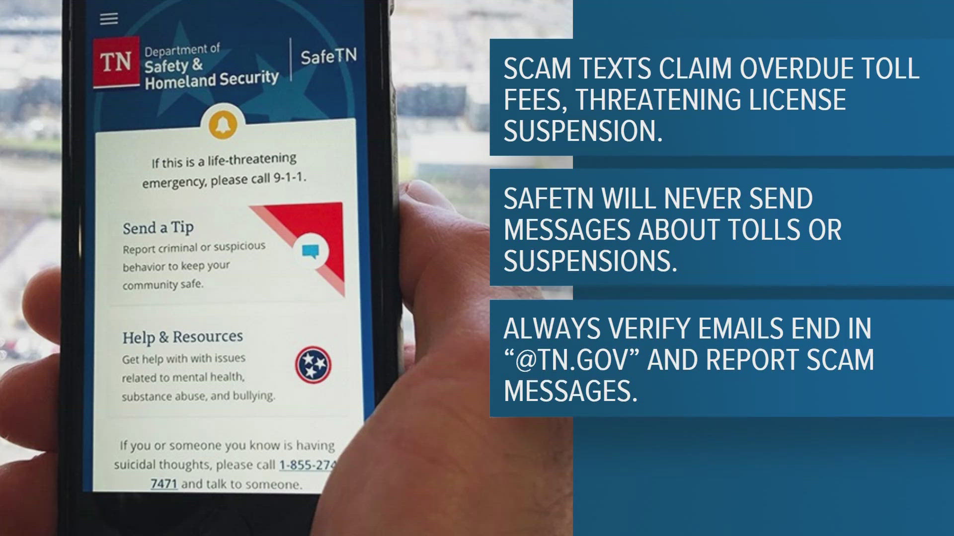 Tennessee Office of Homeland Security warns about SafeTN App phone scam