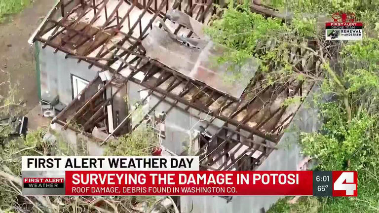 Tornado leaves behind damage at school in Potosi