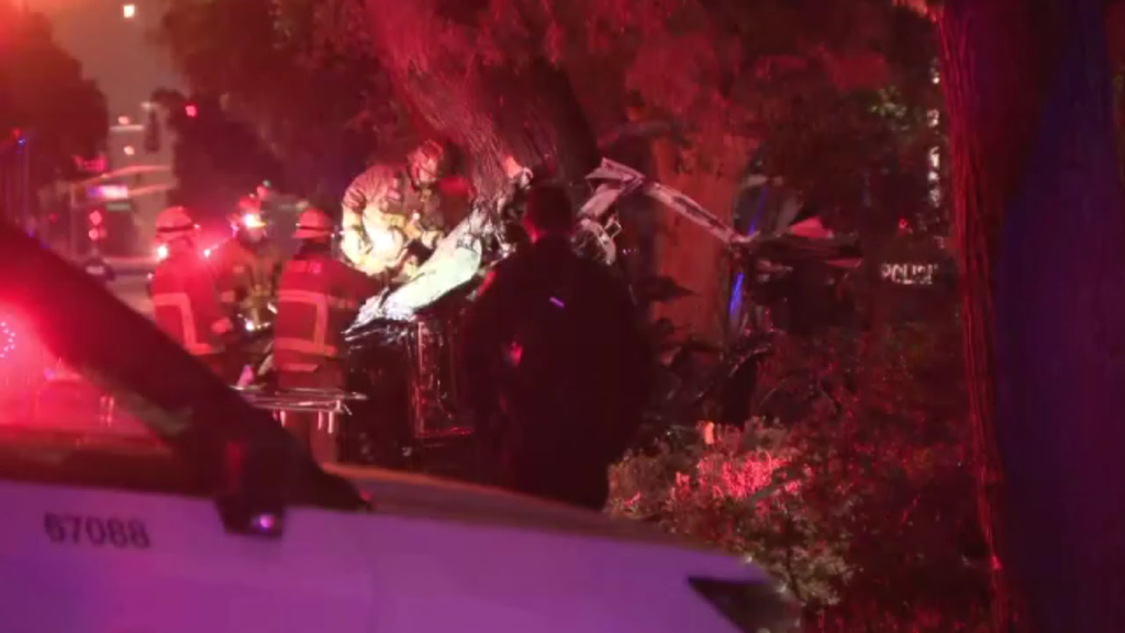 Two dead after Tesla crashes into tree, bursts into flames in Claremont