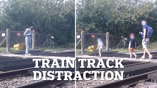 Shocking CCTV: 'Distracted' people risking lives on train tracks