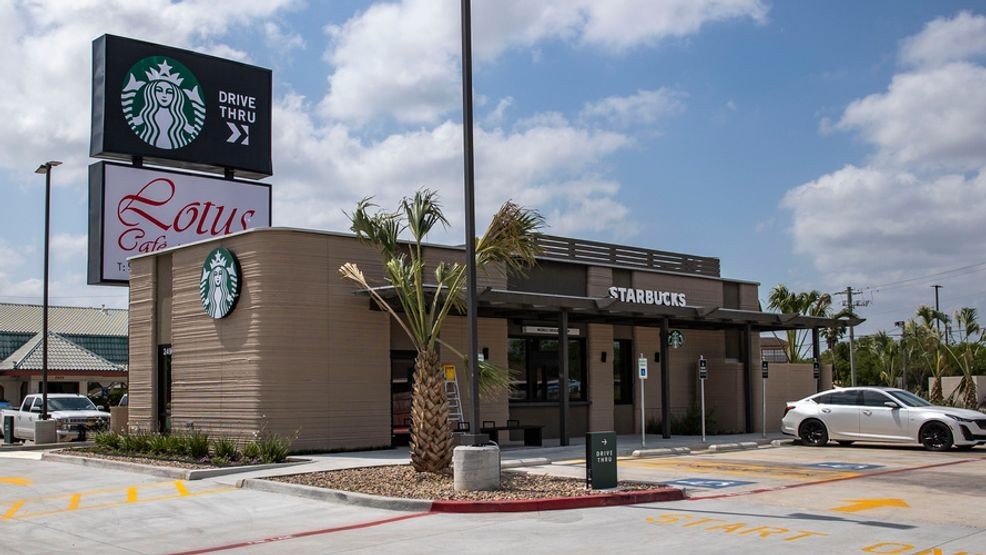 Starbucks Unveils New 3d Printed Drive Thru Restaurant Coffee Giant S