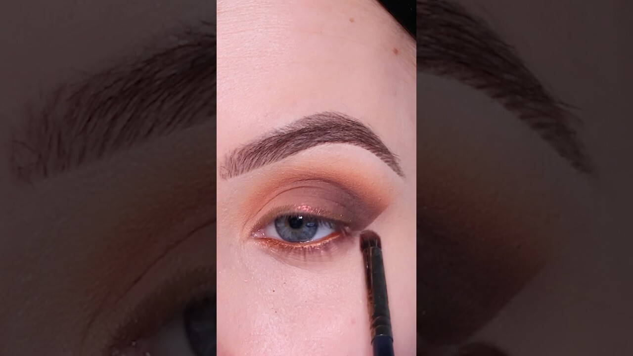 Glam Brown Eye Makeup with Shimmer Liner #shorts