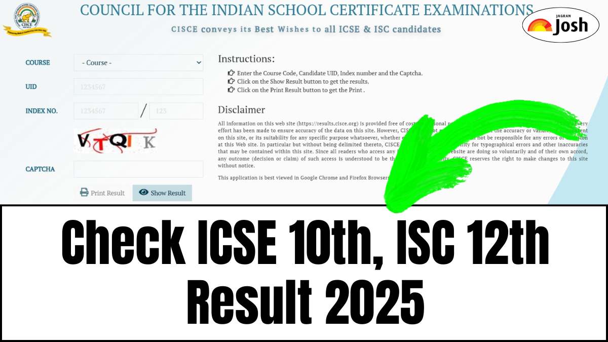 CISCE ICSE, ISC Result 2025: Check 10th, 12th Board Results Online at results.cisce.org with ...