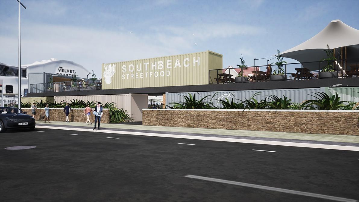 Blackpool Promenade street food and drink venue made of shipping ...