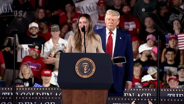 Photographer Margo Martin suggests Trump 2028 at Michigan rally