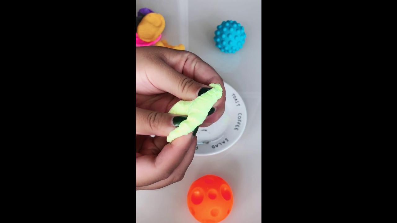 Satisfying Squeezing And Mixing Colorful Soft Crunchy Clay