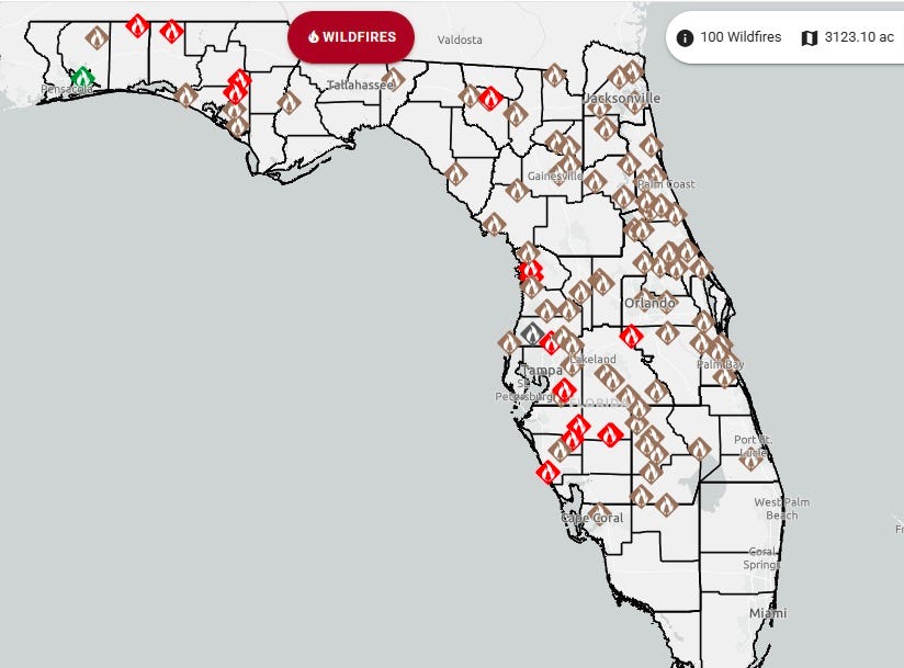 100 wildfires burning in Florida as drought continues to worsen. See ...
